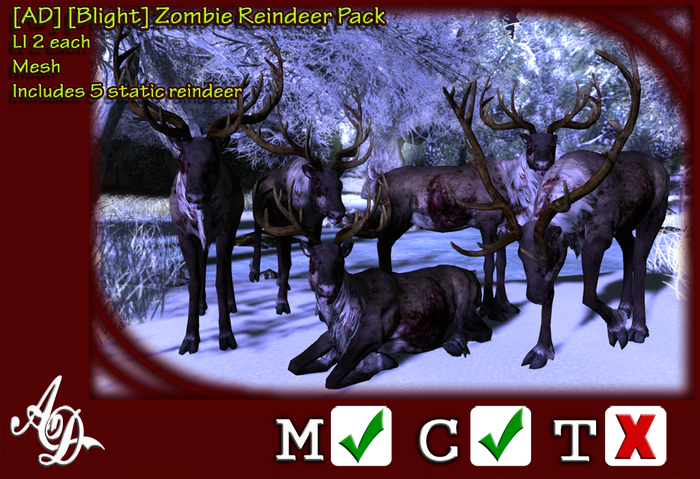 Second Life Marketplace - [AD] [Blight] Zombie Reindeer Pack
